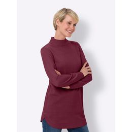 Longpullover Classic Basics "Longpullover", Damen, Gr. 46, rot (bordeaux), 100% Polyacryl, unifarben, Pullover Longpullover