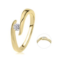 Diamantring ONE ELEMENT "0,15 ct Diamant Brillant Spannfassung Ring aus 585 Gelbgold" Gr. 55, gold, Fingerringe, Damen, 55,mit Brillant, Gelbgold 585, Diamantring