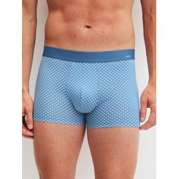 Boxershorts Calida "Cotton Code Design", Herren, Gr. L (52/54), atlantic blau, Single Jersey, Obermaterial: 94% Baumwolle, 6% Elasthan, k&ouml;rpernah, Unterhosen Boxershorts, mit weichem Elastikbund, ohne Eingriff