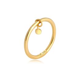 Silberring Elli "Ring Bandring Stapelring Rund Pl&auml;ttchen Basic 925 Ring" Gr. 52, gold, Fingerringe, Damen, 52, Silber 925 (Sterlingsilber), Silberring