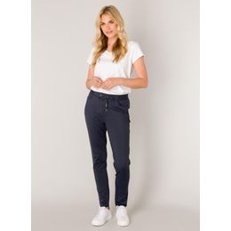 Stoffhose Base Level "Tiana", Damen, Gr. 46, L&auml;nge 32, blau (dunkelblau), Web, Obermaterial: 100% Viskose, unifarben, lang, Hosen Stoffhose, Sommerhose aus reiner Viskose
