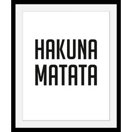 Bild queence "Hakuna Matata", schwarz (farbe rahmen: schwarz, farbe bild(er): schwarz), B:50cm H:70cm T:3cm, Acrylglas, Holz, Papier, Bilder, Bild, HD Premium Poster-Druck inkl. Holzrahmen