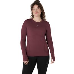 Laufshirt asics "ROAD SEAMLESS LS TOP", Damen, Gr. XS, schwarz currant, port royal, Obermaterial: 65% Polyamid, 35% Polyester, Shirts Laufshirt