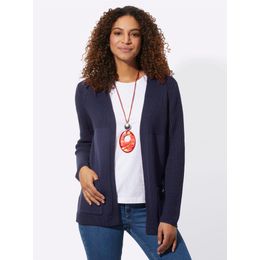 Strickjacke Casual Looks, Damen, Gr. 40, blau (marine), 50% Baumwolle, 50% Polyacryl, unifarben, Strickjacken Strickjacke
