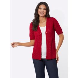 Ajourstrickjacke Classic Basics, Damen, Gr. 54, rot, 100% Polyacryl, unifarben, Strickjacken Ajourstrickjacke
