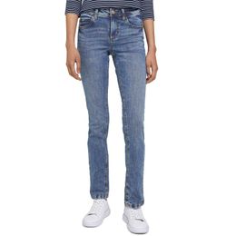 Straight-Jeans Tom Tailor "Alexa - Straight", Damen, Gr. 32, L&auml;nge 32, blau (random bleached blau), Denim/Jeans, Obermaterial: 98% Baumwolle, 2% Elasthan, unifarben, gerade lang, Jeans Straight-Jeans, in 5-Pocket-Form