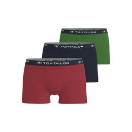 Boxershorts Tom Tailor "Buffer", Herren, Gr. XL, bunt (rot, navy, gr&uuml;n), Single Jersey, Obermaterial: 95% Baumwolle, 5% Elasthan, unifarben, bequem, Unterhosen Boxershorts, weich, bequem, basic, eng, Logobund, Baumwollmix