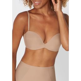 B&uuml;gel-BH Triumph "Stepy Soft", Damen, Gr. 90, Cup B, beige (smooth natur), Microtouch, Obermaterial: 56% Polyamid, 21% Polyester, 12% Elasthan, 11% Baumwolle, unifarben, BHs B&uuml;gel-BH, weich gepolsterte Cups - herausnehmbar, Push-Up-Effekt