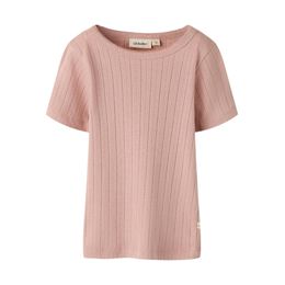 T-Shirt LIL' ATELIER "NMFRACHEL SS SLIM TOP LIL NOOS", M&auml;dchen, Gr. 98, misty rose, Rippware, Obermaterial: 50% Baumwolle, 50% Modal, unifarben, regular fit normal, Rundhals, Shirts T-Shirt, Baumwollmischung, regular fit