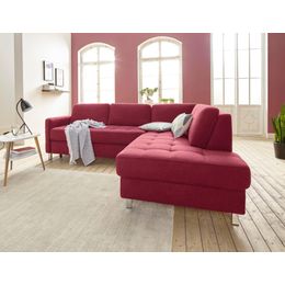 Sit & More Ecksofa SIT & MORE "Pablo L-Form", rot (bordeaux), B:233cm H:80cm T:196cm, Luxus-Microfaser ALTARA NUBUCK (100% Polyester) / Struktur fein (100% Polyester);Luxus-Microfaser ALTARA NUBUCK (100% Polyester) / Struktur (90% Polyester, 10% Polyamid), Sofas, Ecksofa, wahlweise mit Bettfunktion und Bettkasten