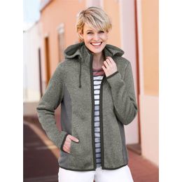 Strickfleecejacke Classic Basics, Damen, Gr. 54, beige (ecru), 100% Polyester, Einsatz:100% Polyester, gemustert, mehrfarbig, meliert, Jacken Strickfleecejacke
