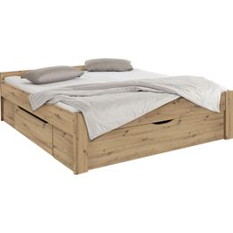 Bett Rauch "Scala", braun (eichefarben artisan), B:165cm H:60cm L:207cm, Betten, Bett, mit Schubk&auml;sten in 3 Varianten