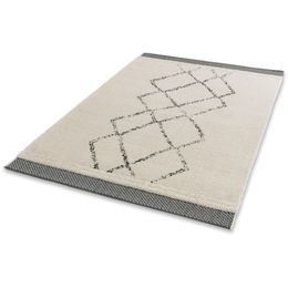 Sch&ouml;ner Wohnen Kollektion Hochflor-Teppich "Winsome 6318-242", wei&szlig;, B:140cm H:25mm L:200cm, Kunstfaser, SCH&Ouml;NER WOHNEN-KOLLEKTION, Teppiche, Hochflor-Teppich, Langflor, Hoch Tief Struktur, Wohnzimmer, Sch&ouml;ner Wohnen Kollektion