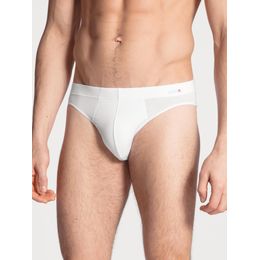 Slip Calida "Evolution", Herren, Gr. S (46/48), wei&szlig;, Single Jersey, Obermaterial: 94% Baumwolle, 6% Elasthan, unifarben, normal, Unterhosen Slip, weich, ohne Eingriff, elastisch, Single Jersey-Qualit&auml;t