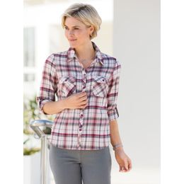 Flanellbluse Casual Looks, Damen, Gr. 44, rosa (rosenholz, ecru, kariert), 100% Baumwolle, gemustert, kariert, mehrfarbig, Blusen Flanellbluse