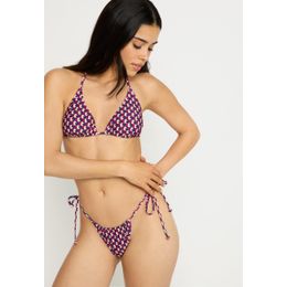Triangel-Bikini LSCN BY LASCANA, Damen, Gr. 34, Cup A/B, rot (bordeaux bedruckt), Recycling-Polyamid, bedruckt, Bikini-Sets Triangel-Bikini, mit trendigem Allover-Print