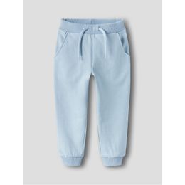 Sweatpants name it "NMNSELI SWE PANT BRU NOOS", M&auml;dchen, Gr. 98, N-Gr, blau (dusty blau), Jersey, Obermaterial: 60% Baumwolle, 40% Polyester, unifarben, regular fit normal, Hosen Sweatpants