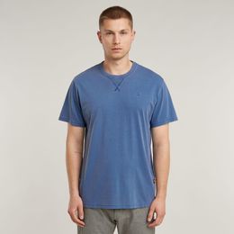 G-Star Raw T-Shirt G-STAR "Nifous", Herren, Gr. L, blau (dutch blau gd), Jersey, Obermaterial: 100% Baumwolle, unifarben, regular fit normal, Rundhals, Shirts T-Shirt, Rundhals, mit Rippeinsatz