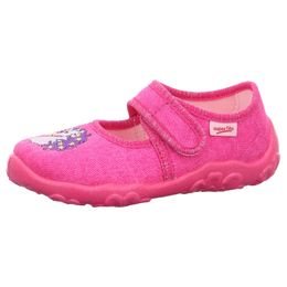 Hausschuh Superfit "BONNY WMS: Mittel", M&auml;dchen, Gr. 27, pink (pink, einhorn), Baumwolle, Glitzer, bestickt, Schuhe Hausschuh, Kindergartenschuh mit Einhorn-Motiv, Gr&ouml;&szlig;enschablone zum Download