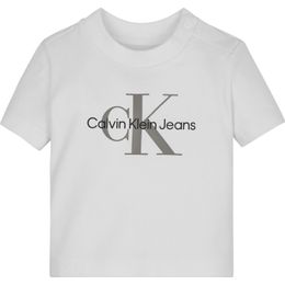 T-Shirt Calvin Klein Jeans "MONOGRAM SS T-SHIRT", Jungen, Gr. 80, wei&szlig; (hellwei&szlig;), Jersey, Obermaterial: 93% Baumwolle, 7% Elasthan, unifarben, regular fit h&uuml;ftlang, Rundhals, Shirts T-Shirt, f&uuml;r Babys bis 2 Jahre, mit Logo-Druck