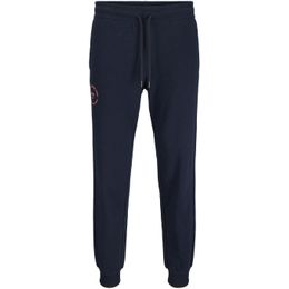 Jack & Jones PlusSize Sweathose "JPSTGORDON JJSIMON SWEAT PANTS NAF PLS", Herren, Gr. 46 (6XL), N-Gr, blau (sky captain), angeraute Sweatware, Obermaterial: 60% Baumwolle, 40% Polyester, JACK & JONES PLUSSIZE, bedruckt, normal normal, Hosen Sweathose
