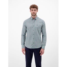 Langarmhemd Lerros, Herren, Gr. XXL, N-Gr, fjord blau, Web, Obermaterial: 100% Baumwolle, kariert, normal h&uuml;ftbedeckend, Rundhals, 2-Knopf-Manschette, Hemden Langarmhemd, kariert