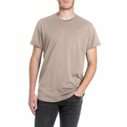 T-Shirt Replay, Herren, Gr. XL, wei&szlig; (turtledove), Jersey, Obermaterial: 100% Baumwolle, unifarben, regular fit h&uuml;ftbedeckend, Rundhals, mit Umschlag, Shirts T-Shirt
