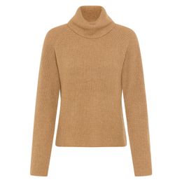Strickpullover BOSS Orange "Falodina Premium Damenmode", Damen, Gr. L (40), medium beige 260, Strick, Obermaterial: 35% Alpaka, 35% Wolle, 30% Polyamid, unifarben, normal, hoch geschlossener Ausschnitt, Pullover Strickpullover, mit Rollkragen, Materialmix mit Alpaka
