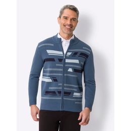 Strickjacke CLASSIC, Herren, Gr. 60, blau (jeansblau, gemustert), 100% Polyacryl, gemustert, mehrfarbig, Strickjacken Strickjacke