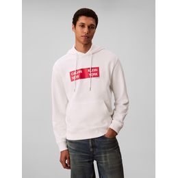 Kapuzensweatshirt Calvin Klein Jeans "LS EU 350TERRY CKNY BOX GRAPHIC", Herren, Gr. XXL, wei&szlig; (hellwei&szlig;), Sweatware, Obermaterial: 100% Baumwolle, unifarben, regular fit normal, Rundhals, eingesetzt B&uuml;ndchen, Sweatshirts Kapuzensweatshirt, Mit Rundhalsausschnitt, regular fit
