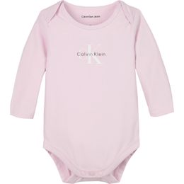 Langarmbody Calvin Klein Jeans "MONOGRAM LS BODY", Jungen, Gr. 86, N-Gr, rosa (pink ice), Jersey, Obermaterial: 93% Baumwolle, 7% Elasthan, unifarben, regular fit, Rundhals, eingesetzt abgesteppte Kante, Bodys Langarmbody, f&uuml;r Babys bis 2 Jahre