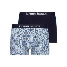 Retro Pants Bruno Banani "Board Game", Herren, Gr. M, blau (blauprint, navy), Obermaterial: 93% Baumwolle, 7% Elasthan, gemustert, unifarben, k&ouml;rpernah, Unterhosen Retro Pants, mit auff&auml;lliger Musterung