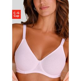 Minimizer-BH Nuance, Damen, Gr. 80, Cup F, wei&szlig;, Trikot, Obermaterial: 50% Polyamid, 40% Baumwolle, 10% Elasthan, BHs Minimizer-BH, mit B&uuml;gel aus gemustertem Jacquard und weichem Trikot