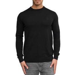 Rundhalspullover INDICODE "Wildman", Herren, Gr. XL, schwarz, Strick, Obermaterial: 80% Baumwolle, 20% Polyamid, unifarben, normal, Rundhals, Pullover Rundhalspullover