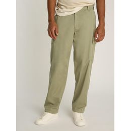 Cargohose Calvin Klein Jeans "REGULAR STRAIGHT CARGO", Herren, Gr. 32, L&auml;nge 32, gr&uuml;n (nordic dust), Web, Obermaterial: 97% Baumwolle, 3% Elasthan, unifarben, straight fit normal, Hosen Cargohose, mit Logopr&auml;gung