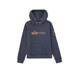 Hoodie Alpha Industries "Alpha Label Hoodie Kids", Jungen, Gr. 8, grau (grauschwarz), Obermaterial: 80% Baumwolle, 20% Polyester, regular fit, Sweatshirts Hoodie