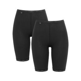Lange Unterhose Sloggi "Basic+", Damen, Gr. 50, schwarz, Obermaterial: 95% Baumwolle, 5% Elasthan, unifarben, figurbetont, Unterhosen Lange Unterhose, Spitzenbesatz, weiche N&auml;hte, Baumwollmischung