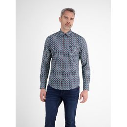 Langarmhemd Lerros, Herren, Gr. XL, N-Gr, scandinavian rot, Web, Obermaterial: 97% Baumwolle, 3% Elasthan, bedruckt, normal h&uuml;ftbedeckend, Rundhals, Hemden Langarmhemd, mit grafischem Minimal-Muster