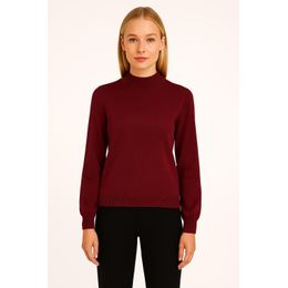 Strickpullover Only "ONLBIRTHE O-NECK PULLOVER ZL KNT", Damen, Gr. M, rot (cabernet), Strick, Obermaterial: 50% Viskose, 27% Nylon, 23% Polyester, unifarben, normal, hoch geschlossener Ausschnitt, Pullover Strickpullover