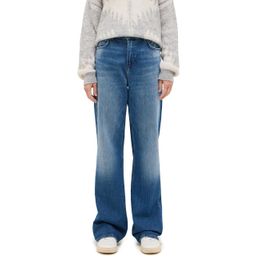 Weite Jeans Mustang "Damen Style Madison Wide", Damen, Gr. 27, L&auml;nge 32, 582 mittelbalu, 73% Baumwolle, 26% Lyocell, 1% Elasthan, unifarben, weit, Jeans Weite Jeans