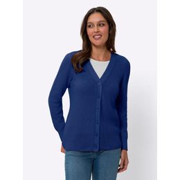 Strickjacke Classic Basics, Damen, Gr. 46, blau (royalblau), 50% Baumwolle, 50% Polyacryl, unifarben, Strickjacken Strickjacke