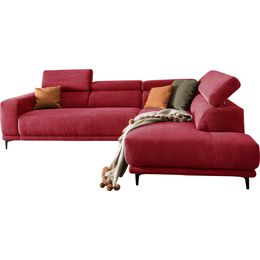 Ecksofa Alina "Hikari", rot (rubinrot gct 87), B:276cm H:102cm T:210cm, Cord GCT (92% Polyester, 8% Nylon), Sofas, Ecksofa, wahlweise mit Sitzvorzug, in modernem Cordstoff, Breite 276 cm