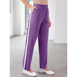 Schlupfhose, Damen, Gr. 44, Normalgr&ouml;&szlig;en, lila, 100% Baumwolle, unifarben, lang, Hosen Schlupfhose