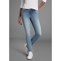 Skinny-fit-Jeans Arizona "Ultra-Stretch", Damen, Gr. 24, K + L Gr, blau (blau us), Denim/Jeans, Obermaterial: 74% Baumwolle, 24% Polyester, 2% Elasthan, Basic, extraeng lang, Jeans Skinny-fit-Jeans, extra-enger Beinverlauf, normale Leibh&ouml;he, mit Eingrifftaschen, Topseller