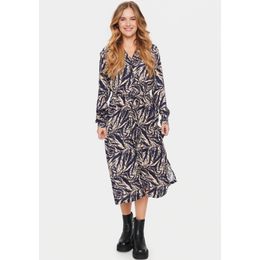 Hemdblusenkleid Saint Tropez "BlancaSZ LS Dress", Damen, Gr. M (38), N-Gr, schwarz (schwarz zebra graphic), Web, Obermaterial: 100% Viskose, gemustert, V-Ausschnitt, Kleider Hemdblusenkleid, Sommerkleid