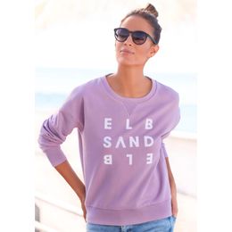 Sweatshirt ELBSAND "Ylva", Damen, Gr. XXL (44), lila, Sweatware, Obermaterial: 95% Baumwolle, 5% Elasthan, unifarben, figurumspielend h&uuml;ftlang, Rundhals, angesetztes B&uuml;ndchen, Sweatshirts Sweatshirt, mit Logodruck, sportlich-casual