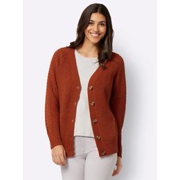 Strickjacke Classic Basics, Damen, Gr. 38, rot (rostrot), 100% Polyacryl, unifarben, Strickjacken Strickjacke