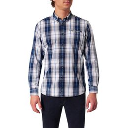 Langarmhemd, Herren, Gr. XXL, N-Gr, blau (night sky karo), Web, Obermaterial: 100% Baumwolle, Pioneer Authentic Jeans, kariert, regular fit taillenbedeckt, ohne Ausschnitt, Manschette, Hemden Langarmhemd, mit Karomuster