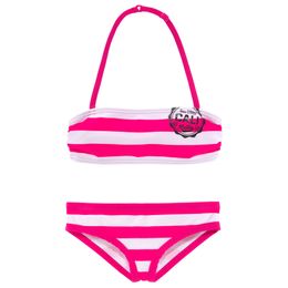 Bandeau-Bikini Bench., Kinder, Gr. 134/140, N-Gr, pink (pink, wei&szlig;), Polyamid, gestreift, Bikini-Sets Bandeau-Bikini, mit trendigen Streifen, Topseller