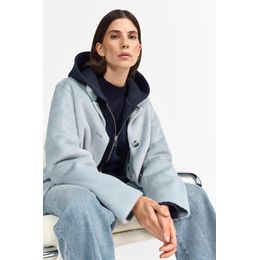 Fellimitatjacke RICHROYAL, Damen, Gr. 36, blau (skyway blau), Web, Obermaterial: 100% Polyester, unifarben, regular fit normal, Rundhals, eingesetzt gerader Abschluss, Jacken Fellimitatjacke, mit Stehkragen